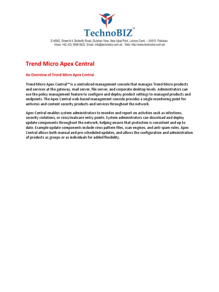 An Overview of Trend Micro Apex Central | PDF