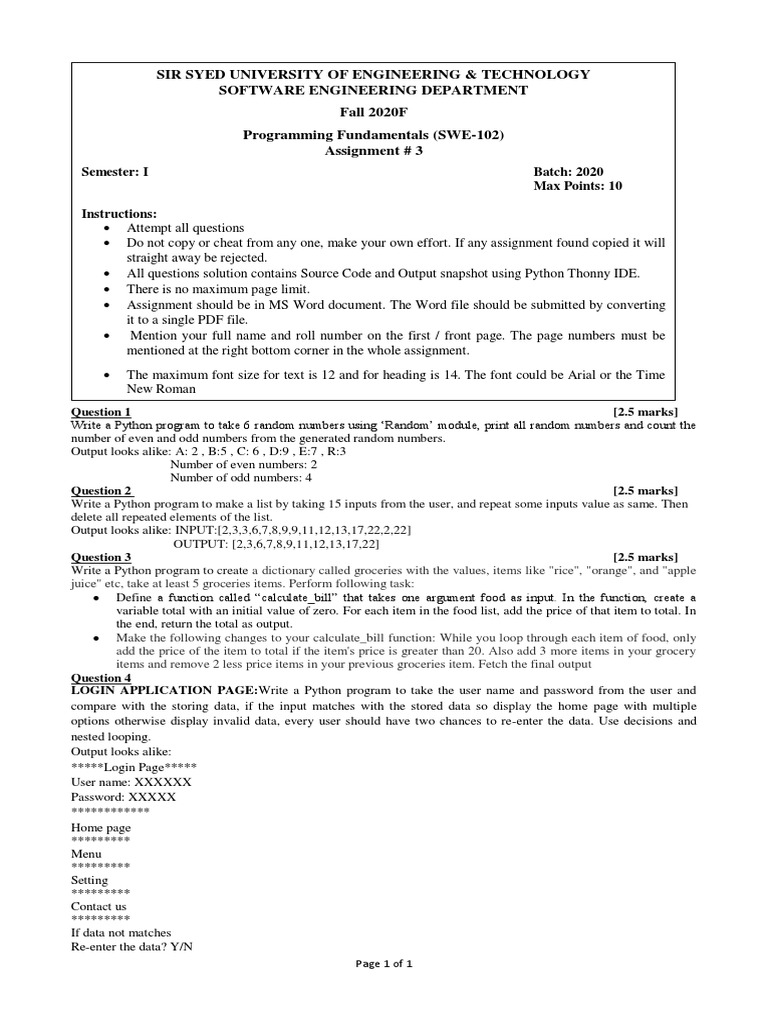 Assignment 3-FP-SED-2020F | PDF | Subroutine | Parameter (Computer Programming)