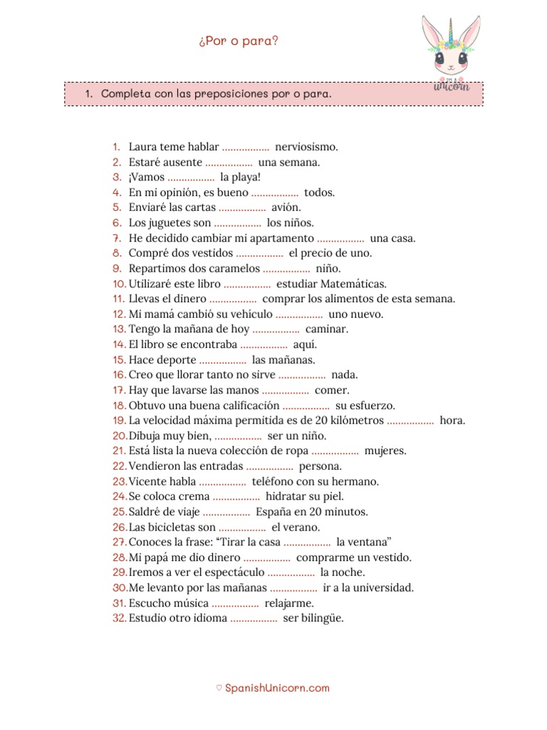 Por para Ejercicios 2 PDF | PDF