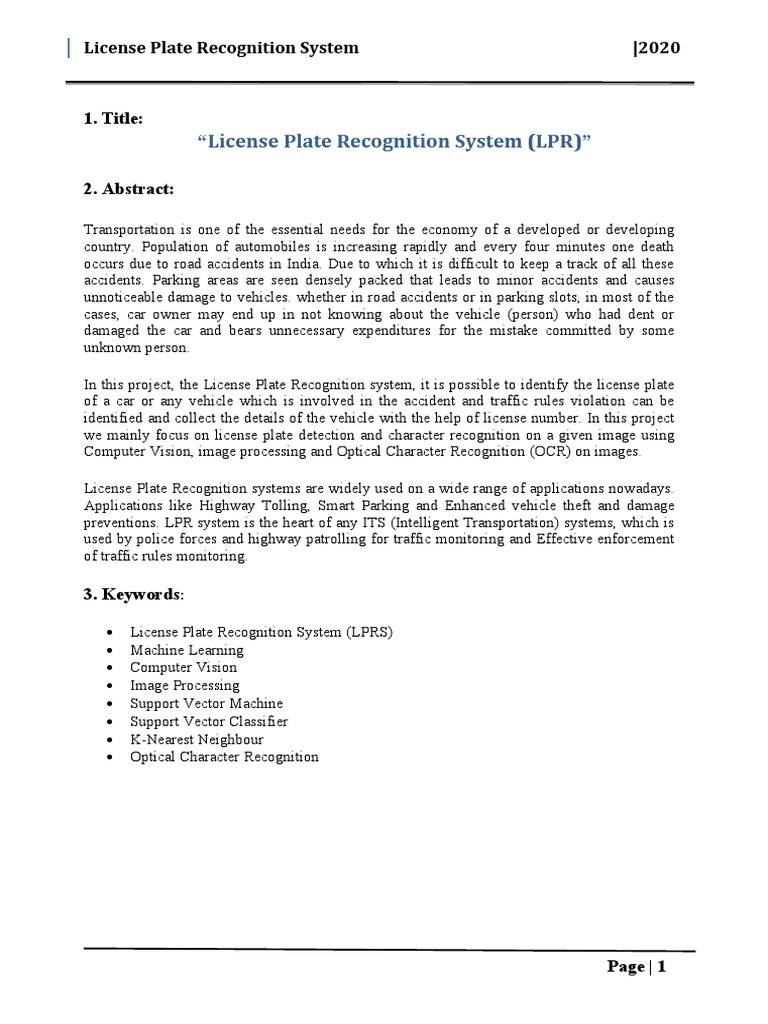 LPRS (License Plate Recognition System) | PDF | Support Vector Machine ...