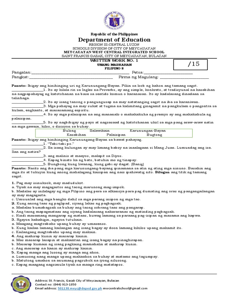 Fil 8 Q1 WW 1 4 | PDF