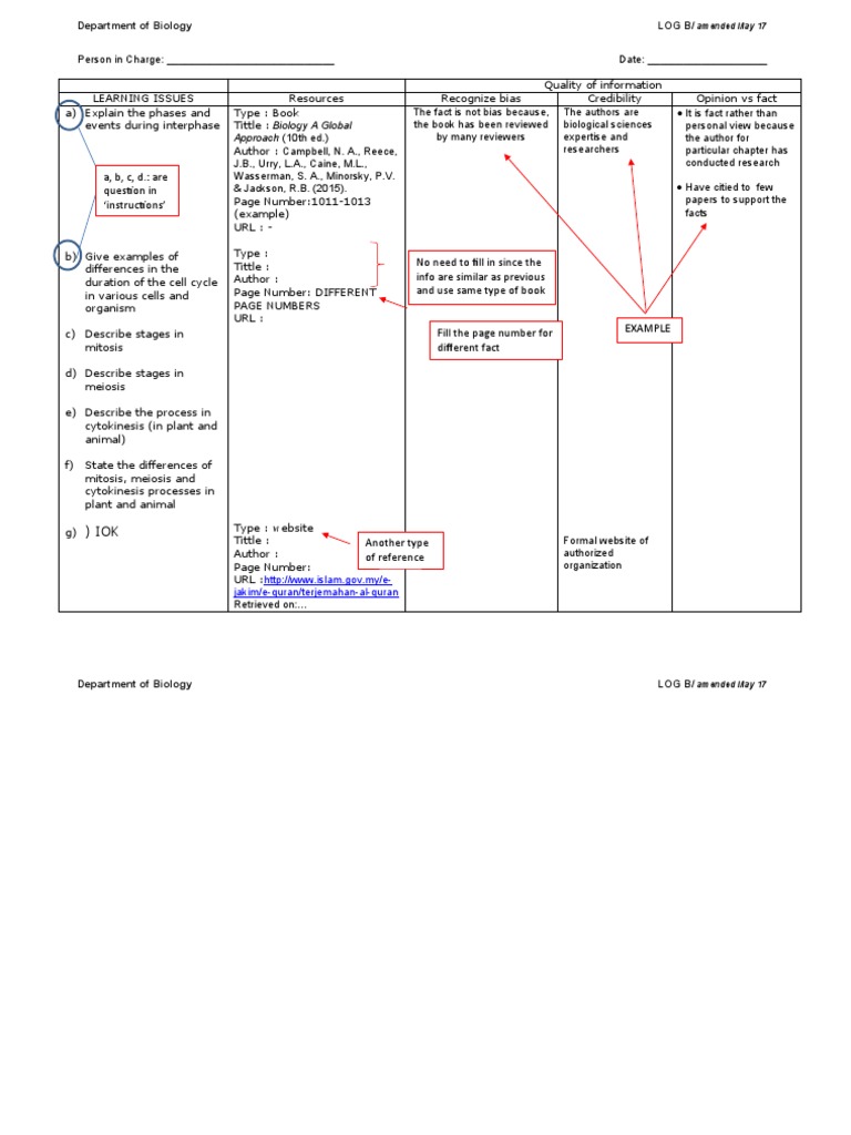 SAMPLE Log B Students | Download Free PDF | Mitosis | Biological Processes