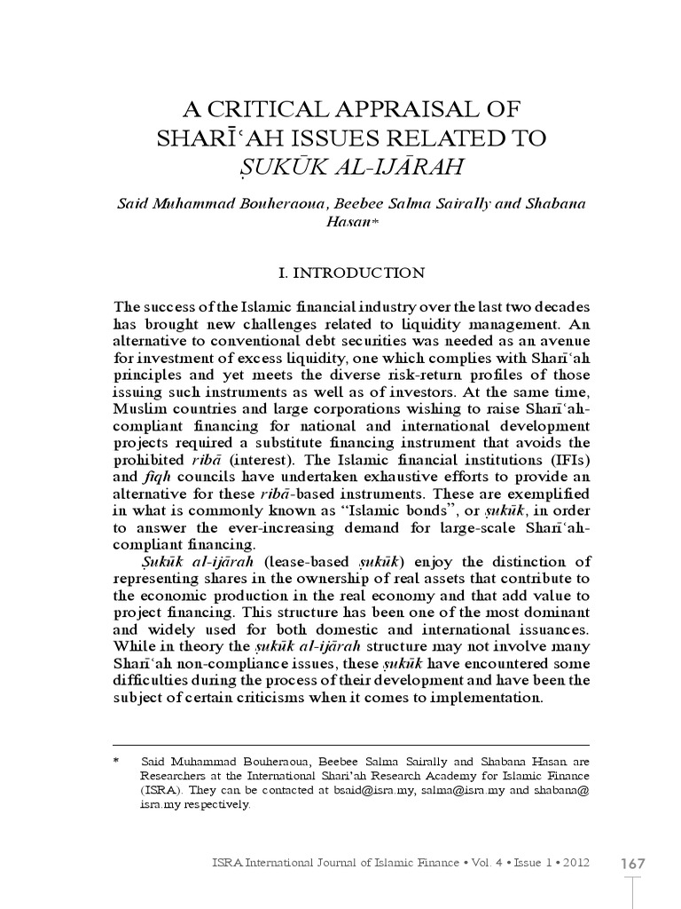 Research Note 2 - Sukuk Al Ijarah PDF | PDF | Islamic Banking And Finance | Repurchase Agreement