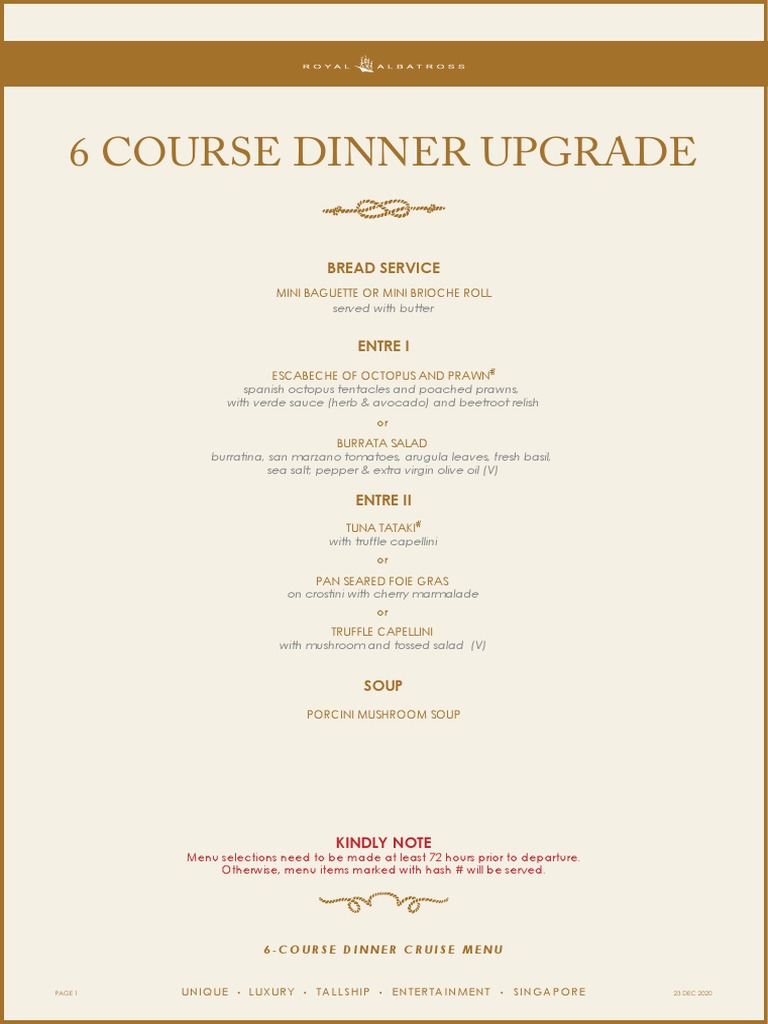 6 Course Dinner Upgrade: Bread Service | PDF | Roasting | Salad