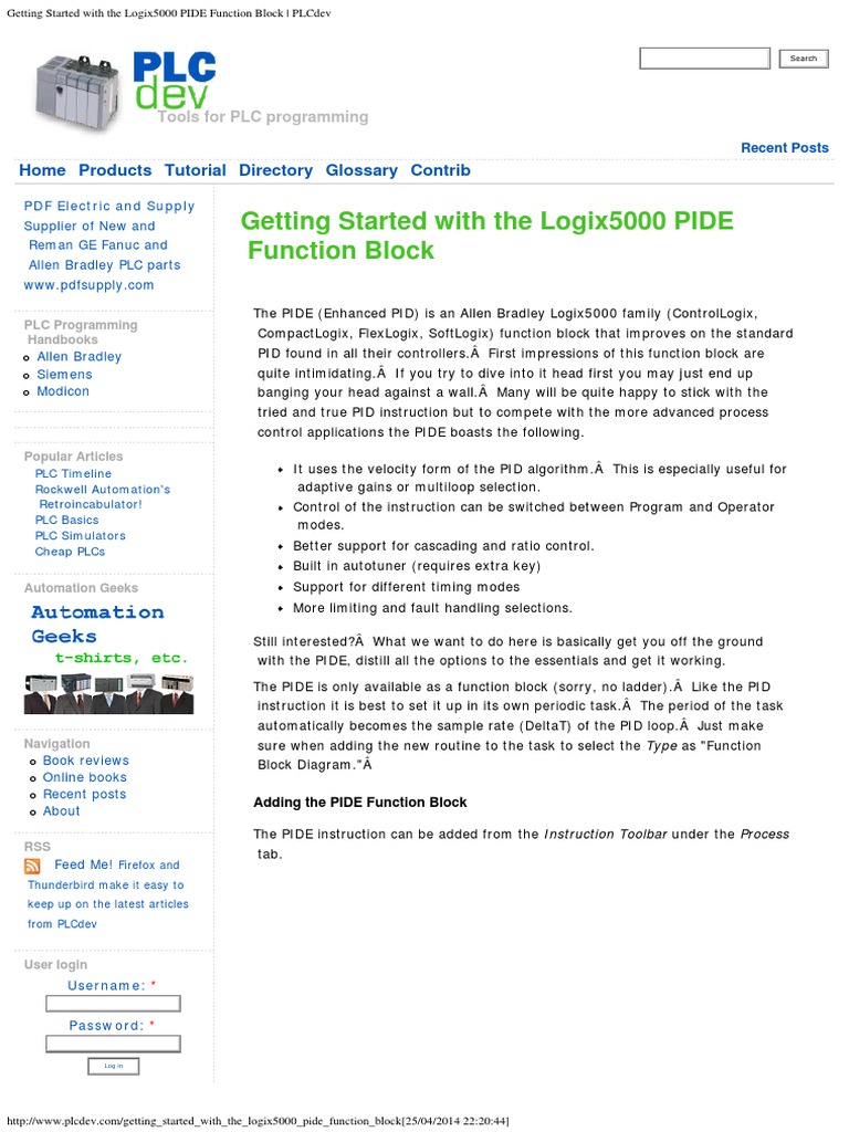 Getting Started With The Logix5000 PIDE Function Block - PLCdev | PDF ...