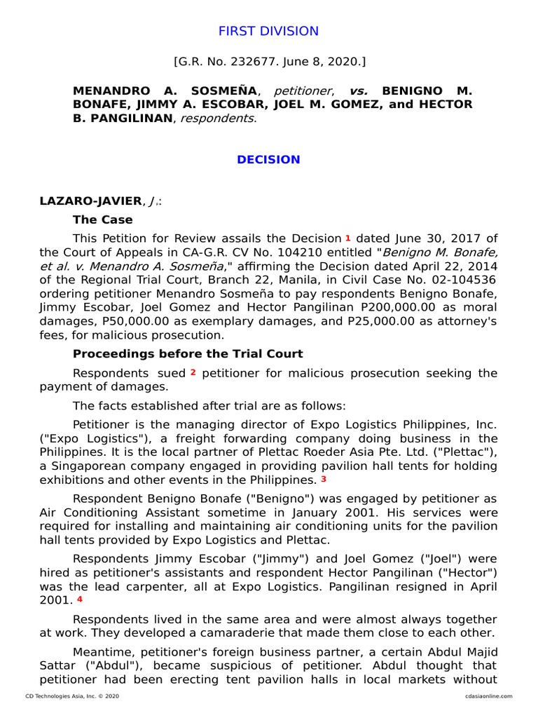 Sosme A v. Bonafe20200916-9-Ay4jeb | PDF | Prosecutor | Malicious ...