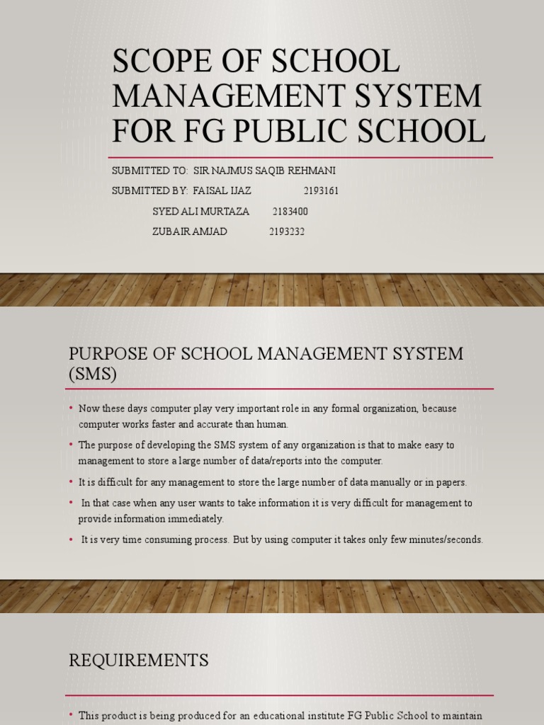 Scope of School Management System For FG Public School | PDF ...