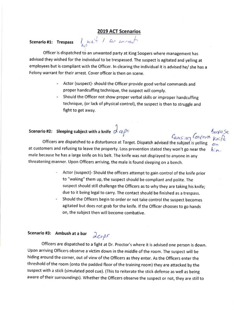 Glendale Police Department Training Documents: 2019 Scenarios | PDF