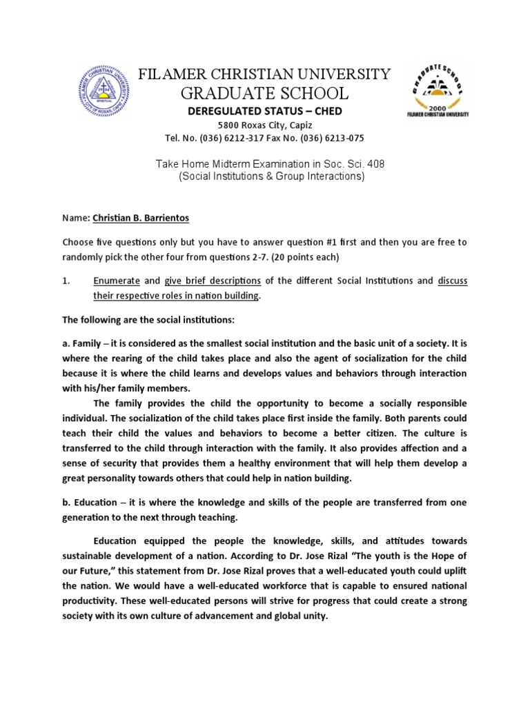 Graduate School: Filamer Christian University | PDF | Agriculture ...