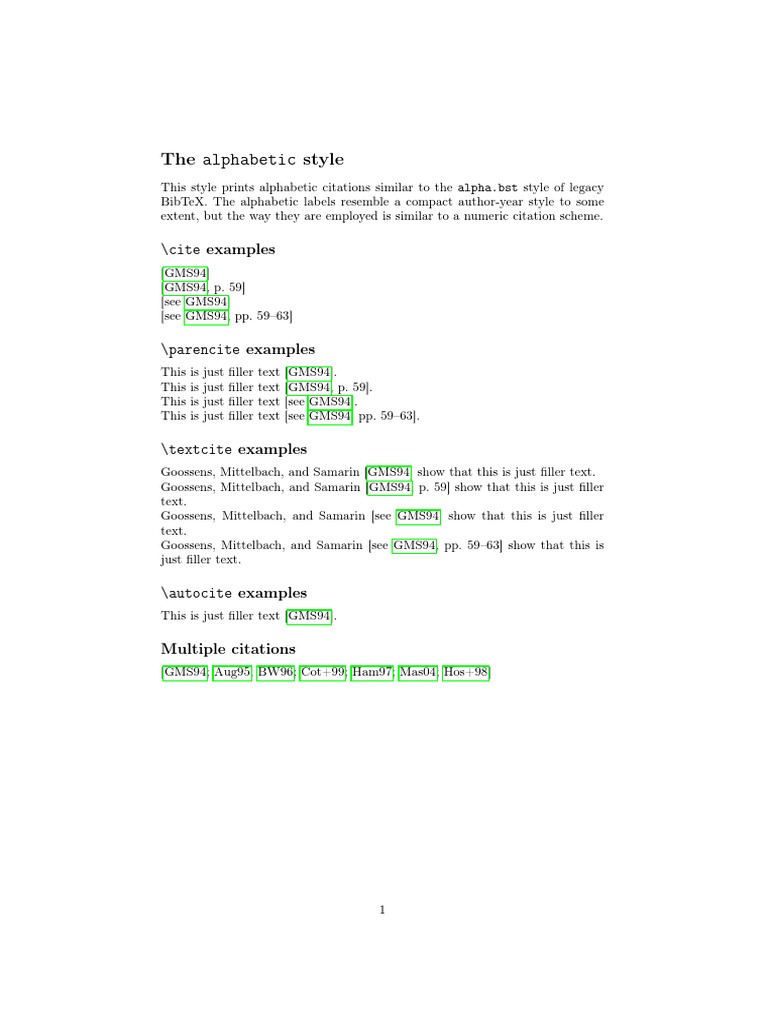 The Alphabetic Style: /cite Examples | PDF | Te X | Science