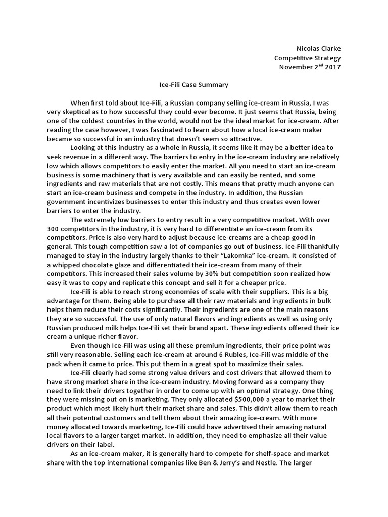Ice Fili Summary | PDF | Ice Cream | Brand
