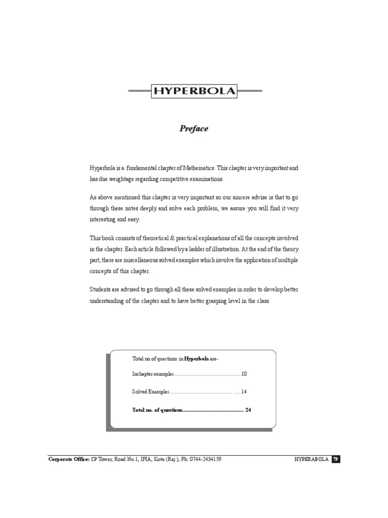 Hyperbola (Theory) PDF | PDF | Ellipse | Perpendicular