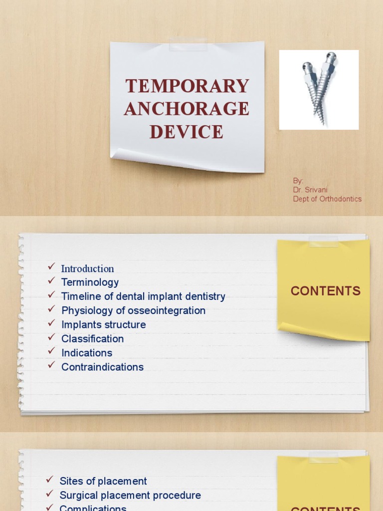 Overview of Temporary Anchorage Devices | PDF | Dental Implant ...