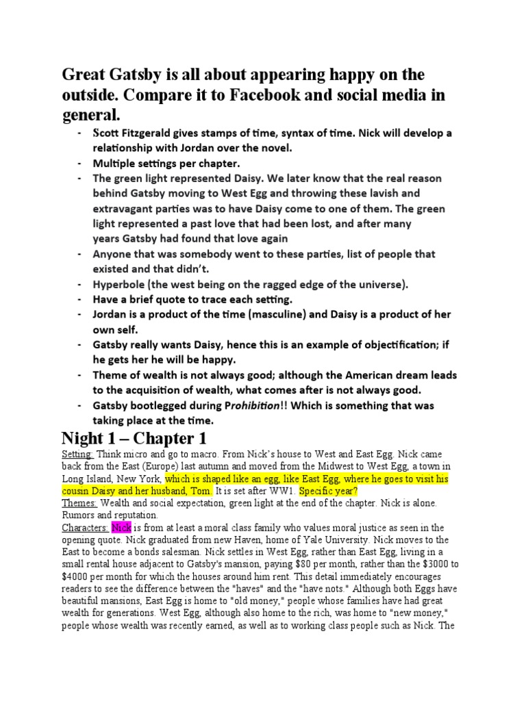 Great Gatsby Annotations | PDF | The Great Gatsby | F. Scott Fitzgerald