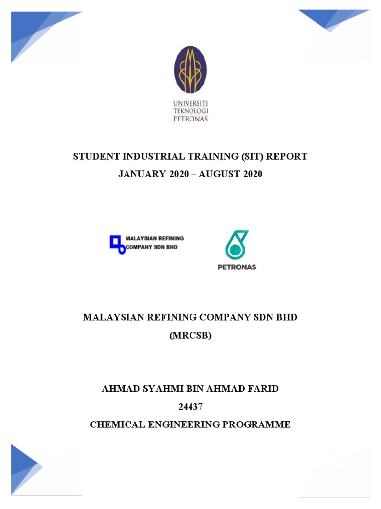 Student Industrial Training (Sit) Report JANUARY 2020 - AUGUST 2020 ...