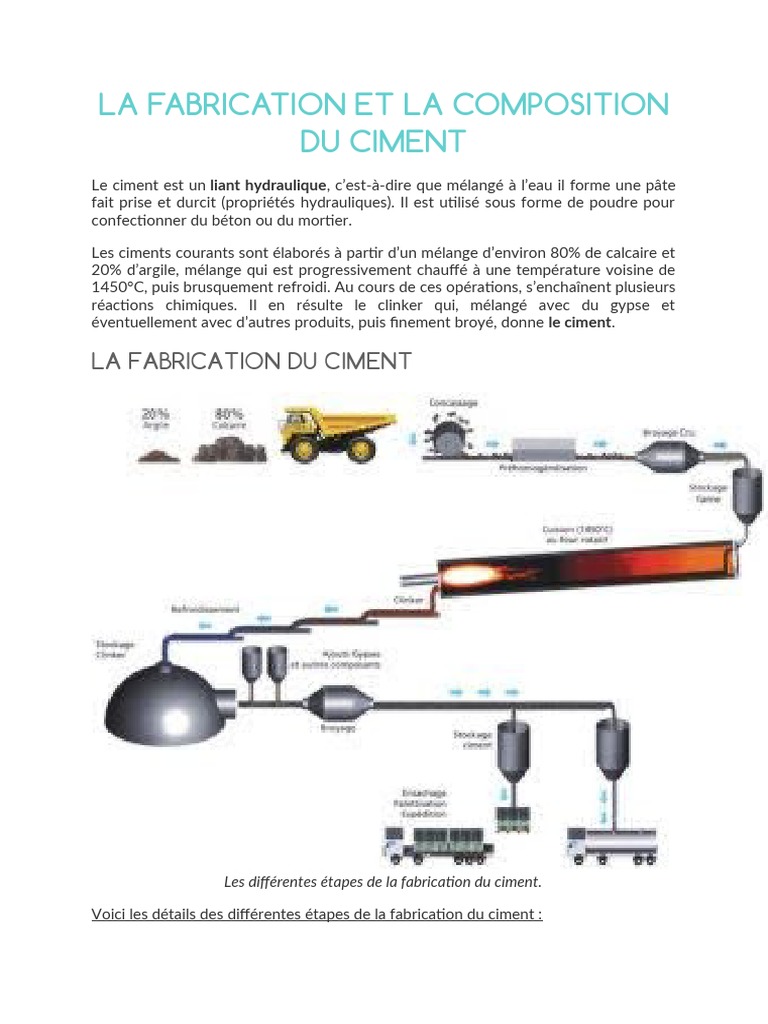 La Fabrication Et La Composition Du Ciment | PDF | Ciment ...
