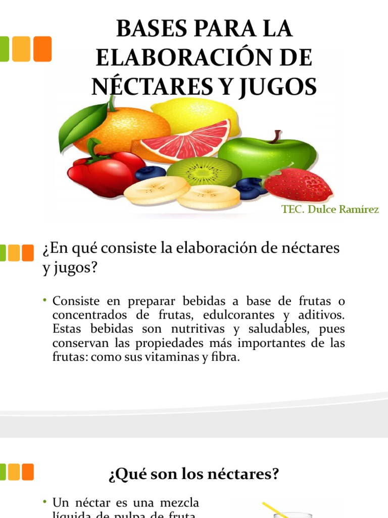 Bases para La Elaboración de Néctares y Jugos | PDF | Gusto | Fructosa