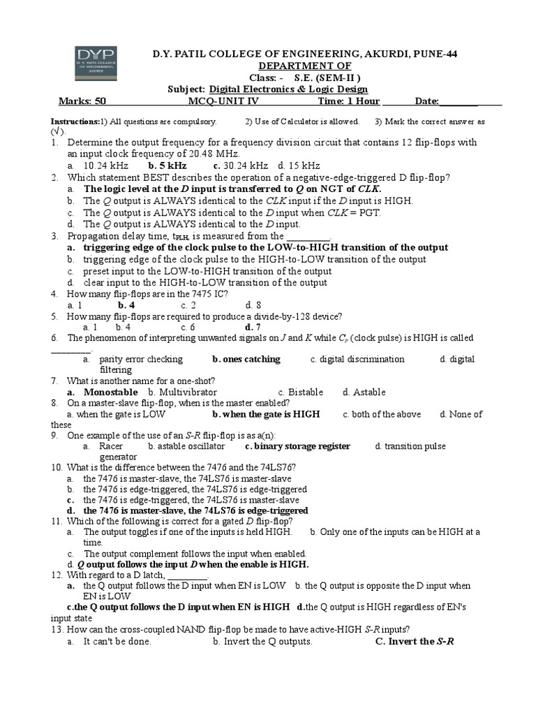 DELD Online Questions Unit IV | PDF | Computer Science | Electromagnetism