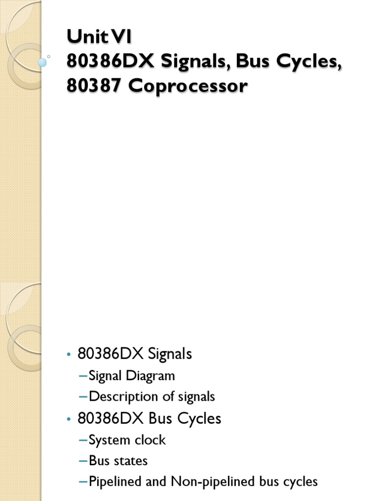 80386DX/80387 Signals & Bus Cycles | PDF | Central Processing Unit | Data Type