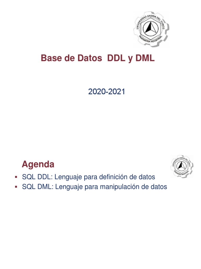 Base - de - Datos - Sesion - 5 - DDL - y - DML OKA | PDF | SQL ...