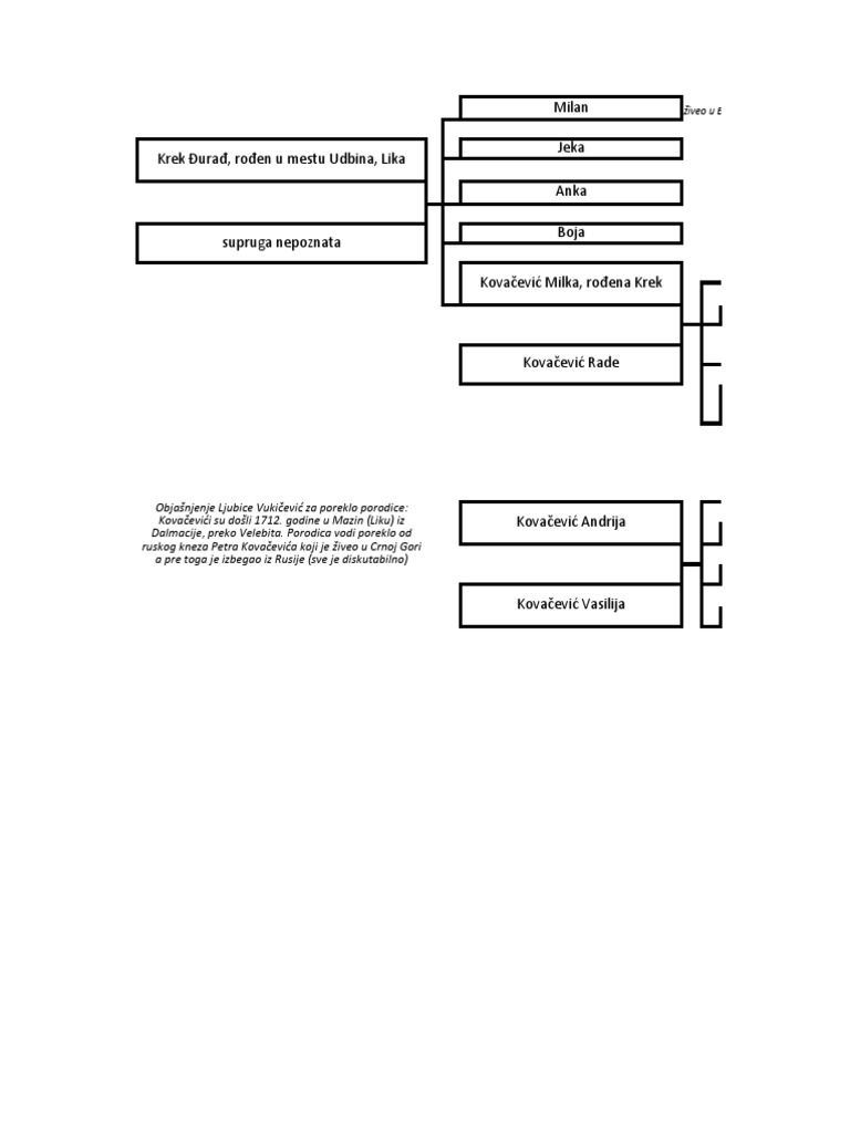 Kovacevic Porodicno Stablo Radna Verzija 1 | PDF