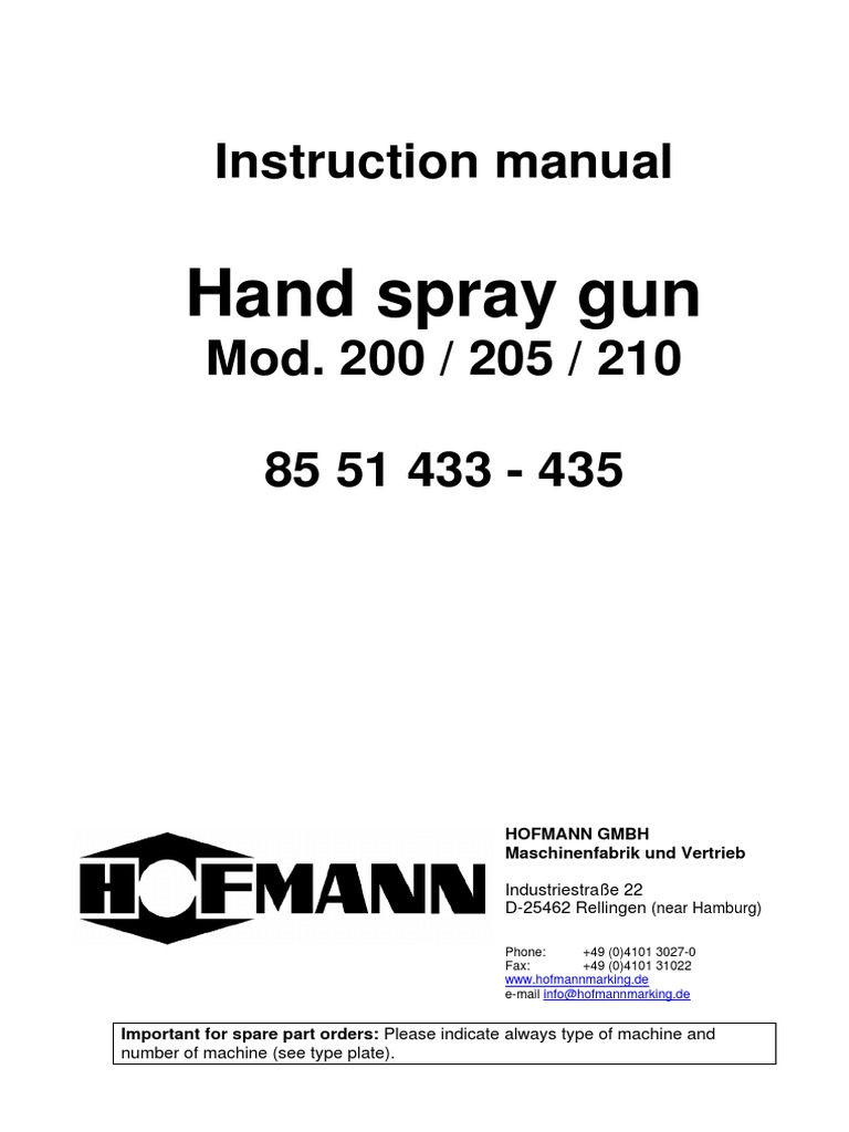 Instruction Manual: Hand Spray Gun | PDF | Equipment | Manufactured Goods