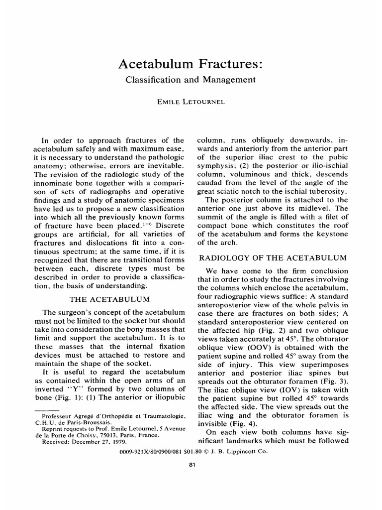Acetabulum Fractures - Classification and Management - Emile Letournel ...