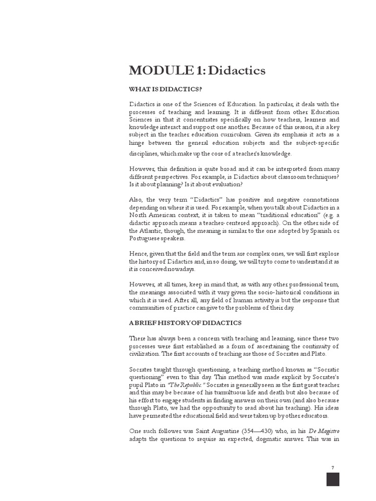 MODULE 1: Didactics | PDF | Pedagogy | Teachers