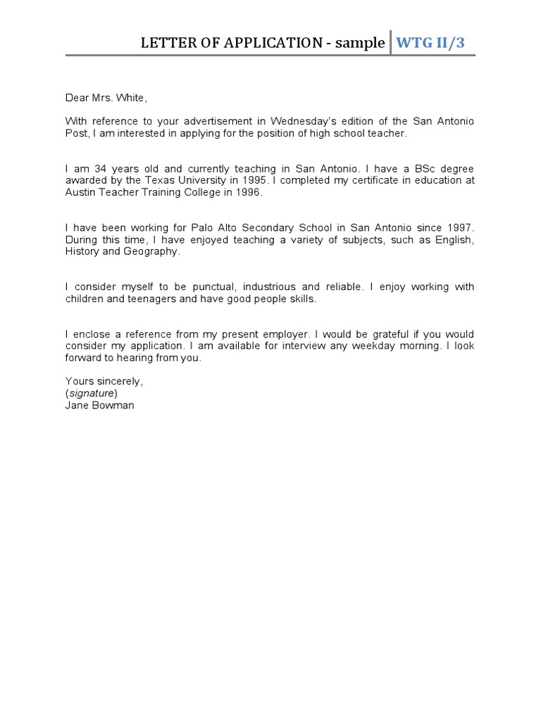 Letter of Application-Sample | PDF