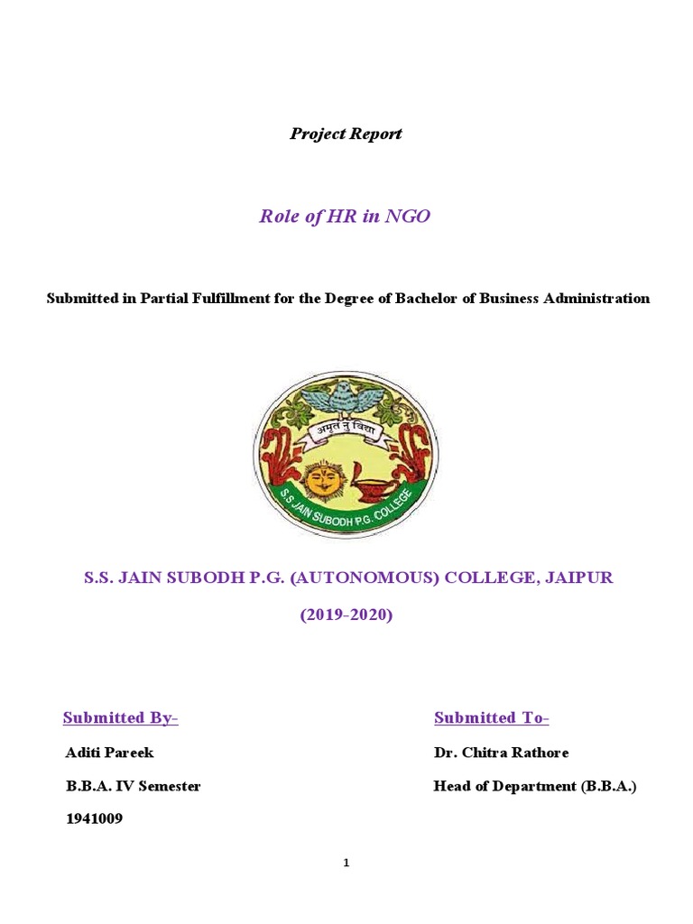Role of HR in NGO: Project Report | PDF | Non Governmental Organization ...