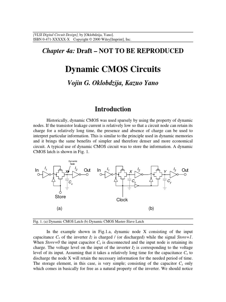 Dynamic CMOS Circuits: Chapter 4a: Draft - NOT TO BE REPRODUCED | PDF ...