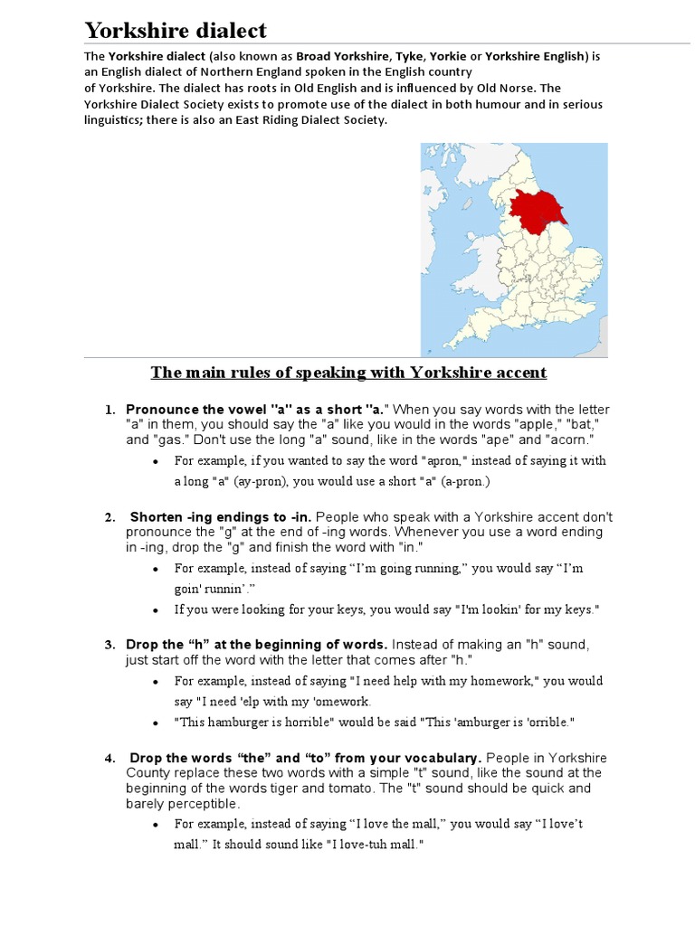 Yorkshire Dialect Guide | PDF | Language Varieties And Styles | Lexicology