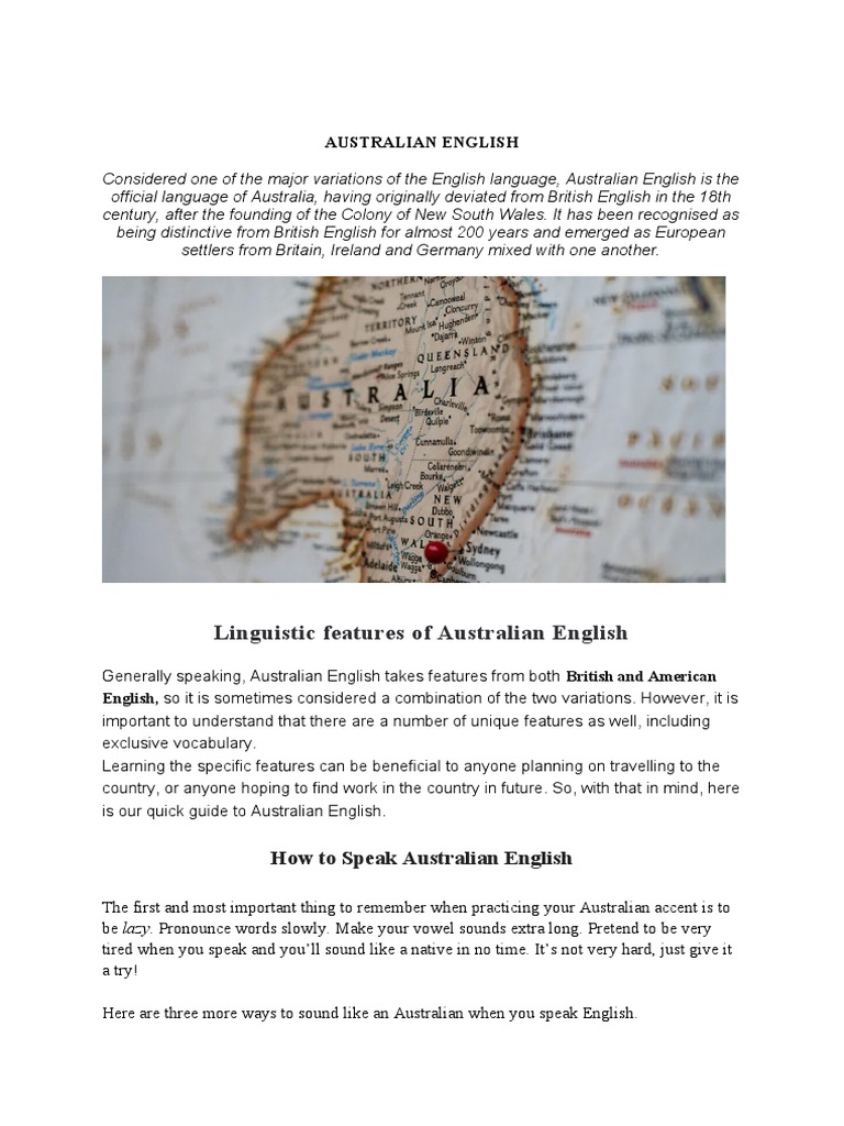 Linguistic Features of Australian English | PDF | English Language ...