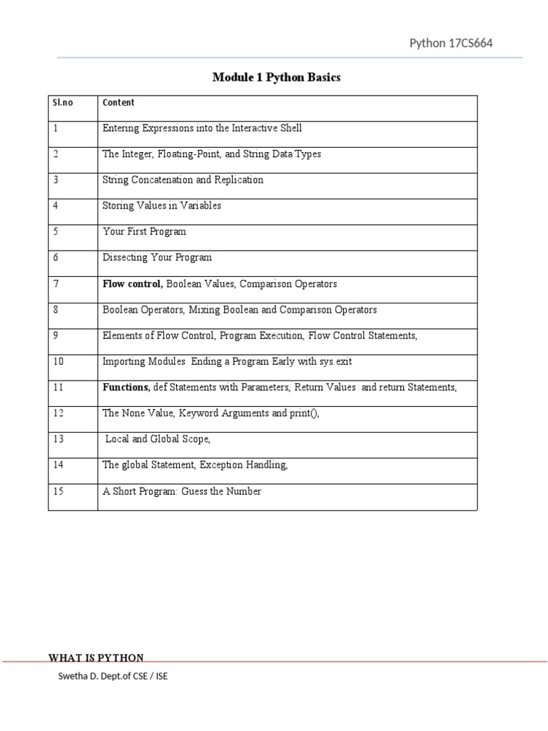 18CS55 - Python Module 1 | PDF | Control Flow | Boolean Data Type