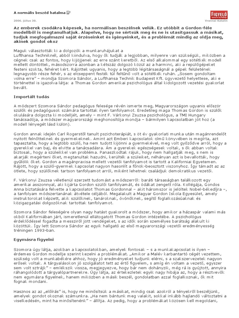 A Normális Beszéd Hatalma | PDF