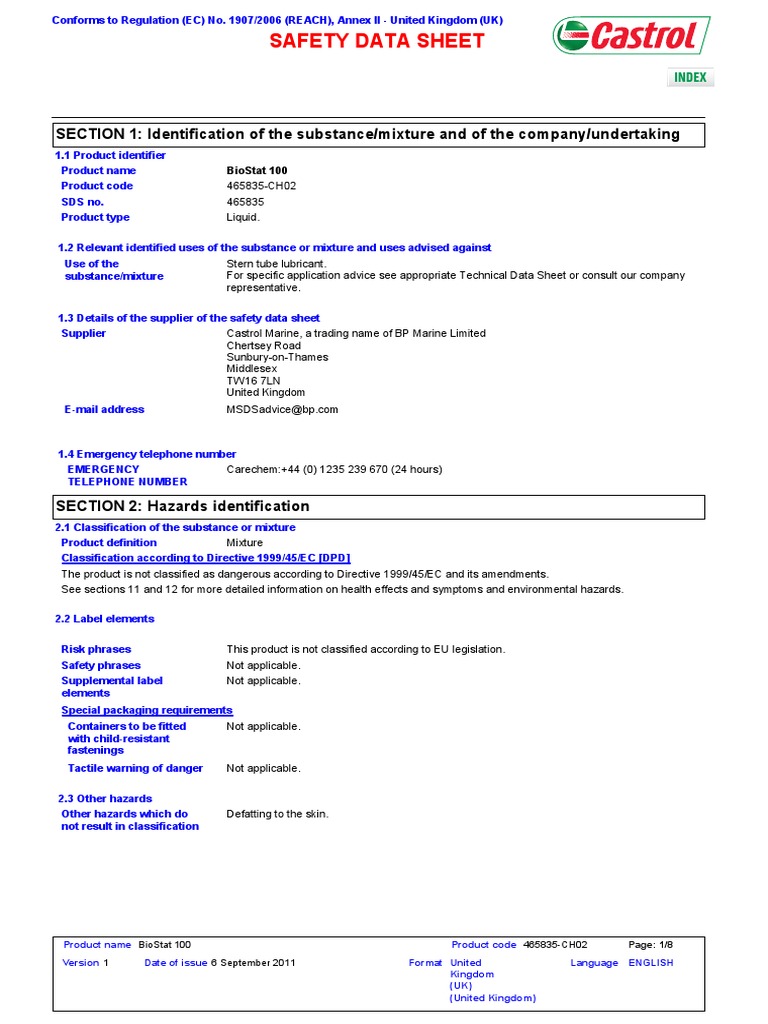 Safety Data Sheet: SECTION 1: Identification of The Substance/mixture ...