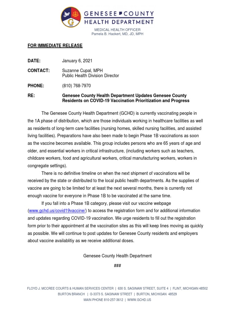 Genesee County Vaccine Update | PDF