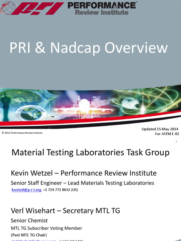 PRI & Nadcap Overview: Updated 15-May 2014 For ASTM E-01 | PDF ...