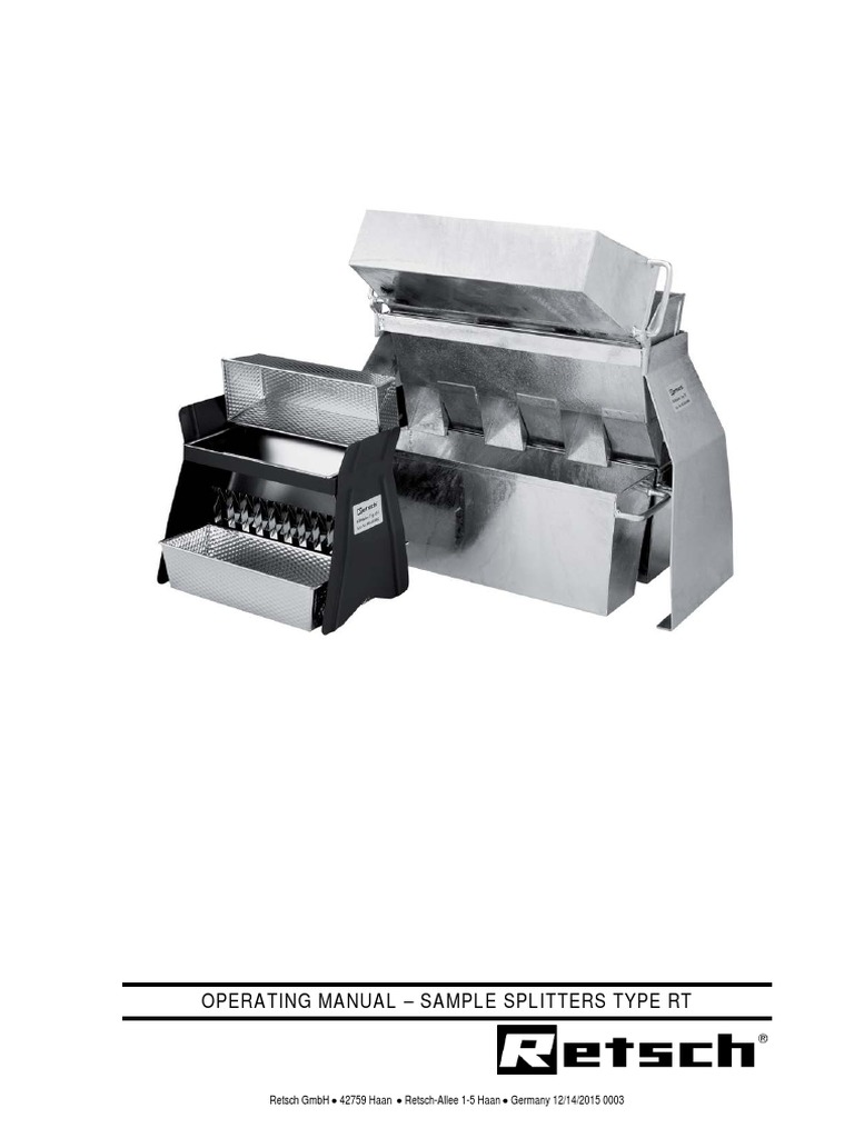 Operating Manual - Sample Splitters Type RT: Retsch GMBH - 42759 Haan - Retsch-Allee 1-5 Haan ...