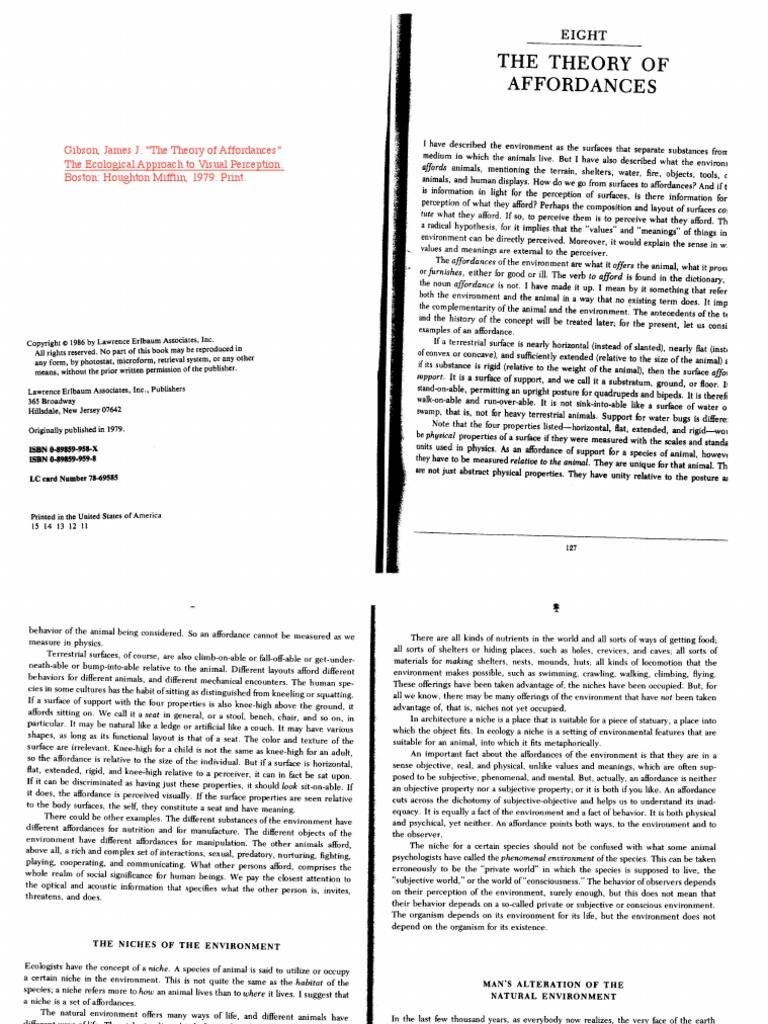 An Analysis of James J. Gibson's Theory of Affordances and its ...
