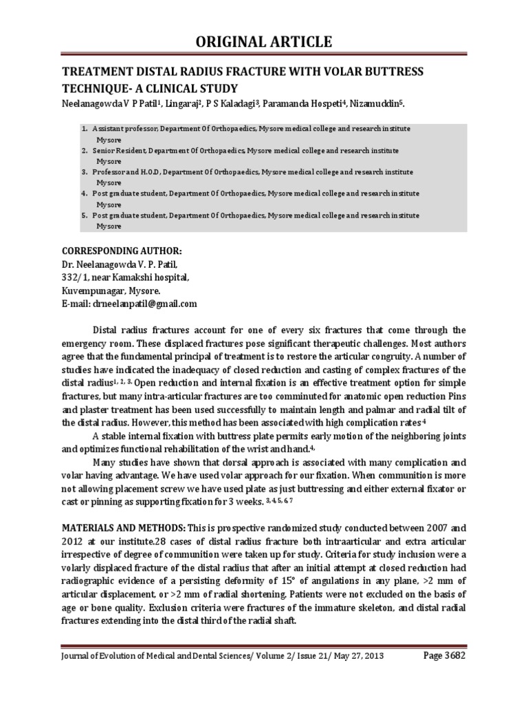 Treatment Distal Radius Fracture With Volar Buttre PDF | PDF ...