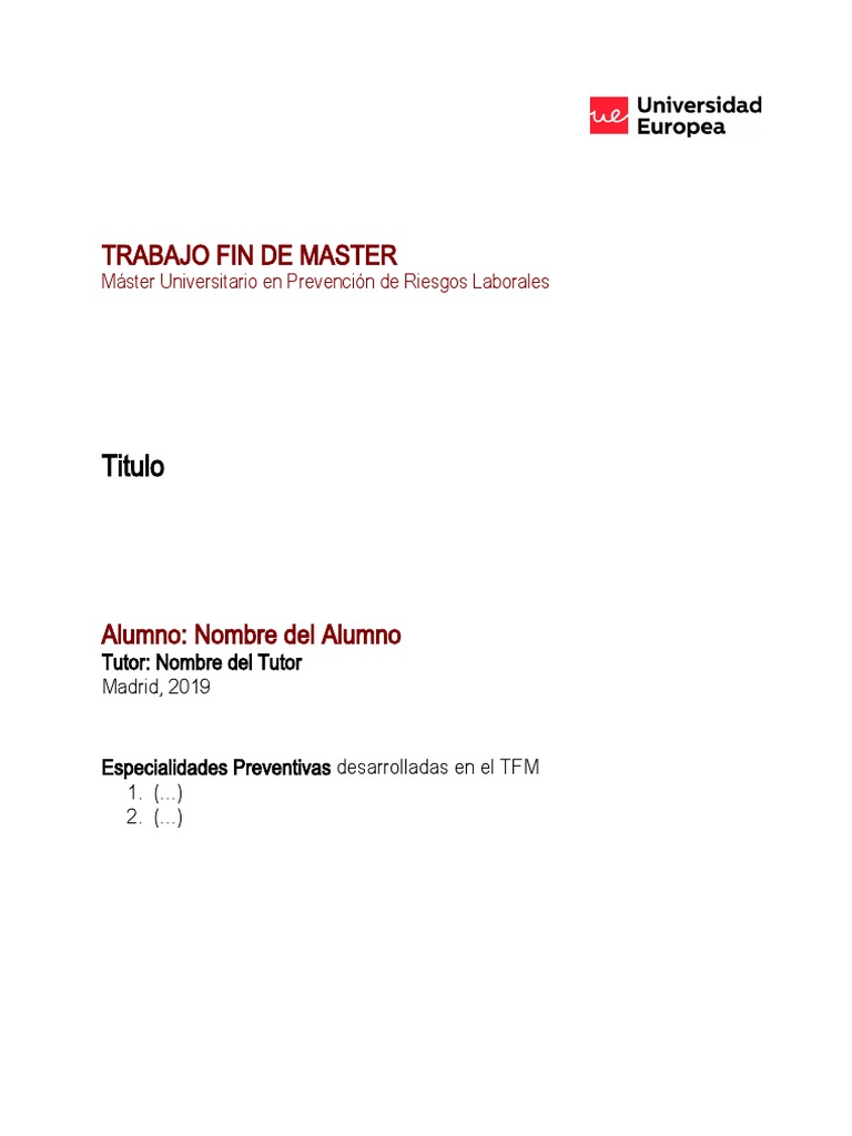Plantilla TFM - Ejemplo | PDF | Business