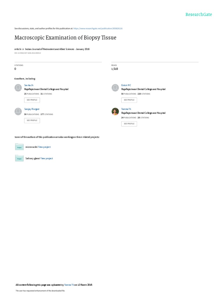 16 Macrocopic Examinationofbiopsytissue | PDF | Pathology | Histopathology