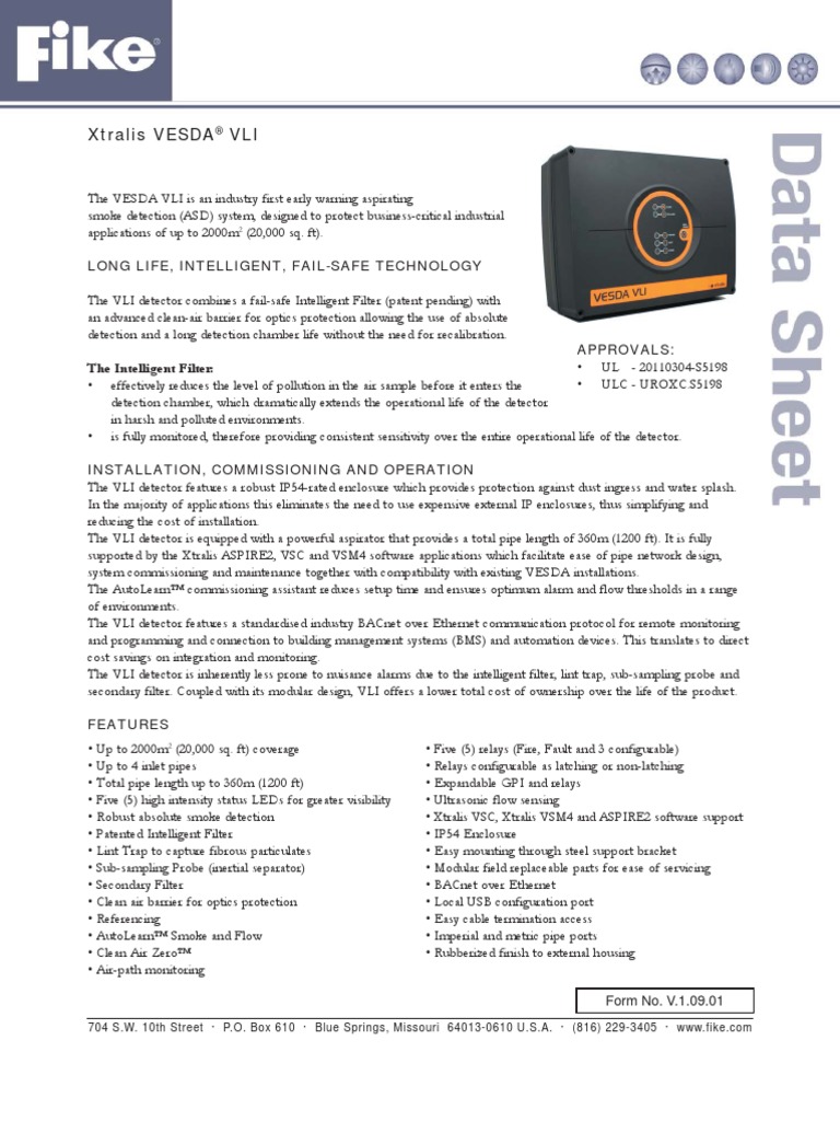 V10901 Vesda Vli | PDF | Sensor | Flow Measurement