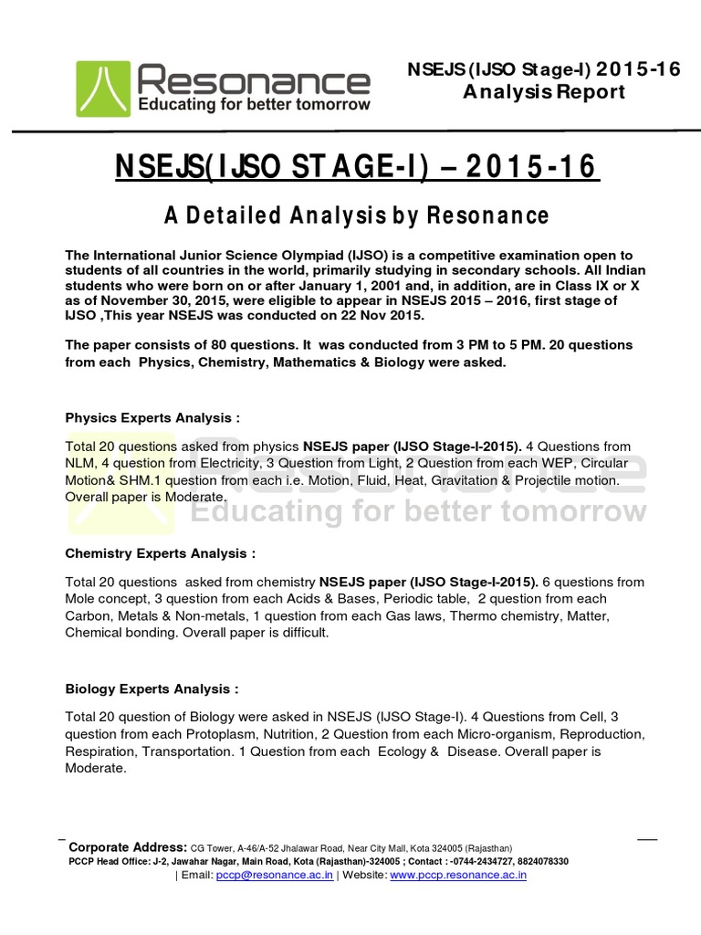 Paper Analysis 2015-2019 NSEJS PDF | PDF | Nature | Chemistry
