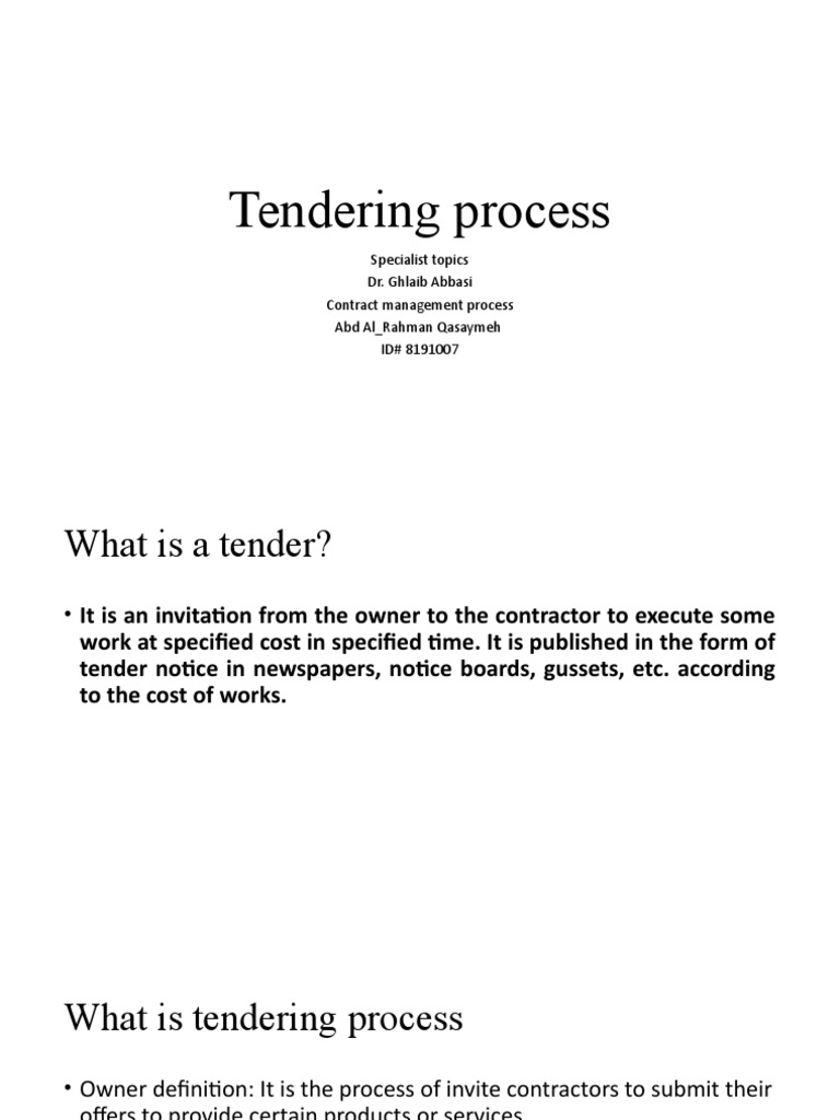 Tendering Proccess (Autosaved) | PDF | Construction Bidding | Specification (Technical Standard)