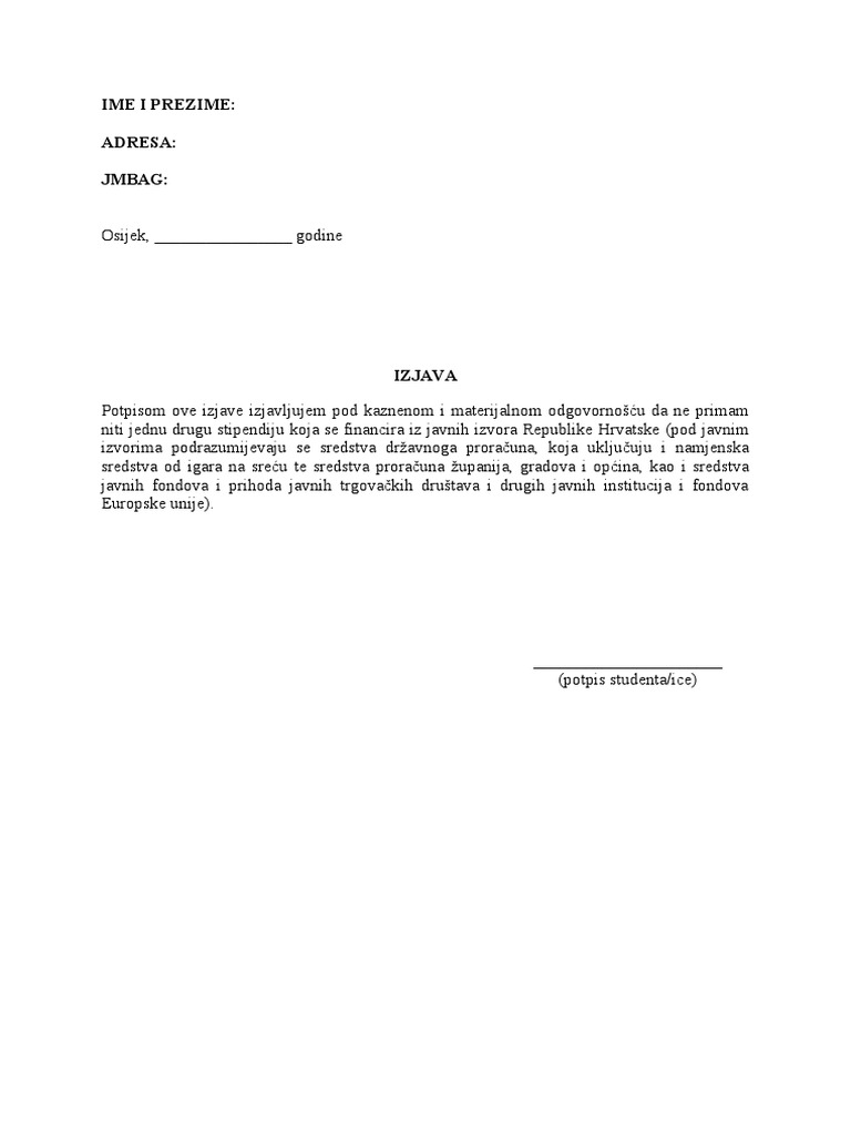 IZJAVA | PDF