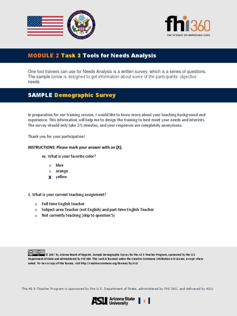 Module 2 - Sample Demographic Survey | PDF | Human Nature | Schools