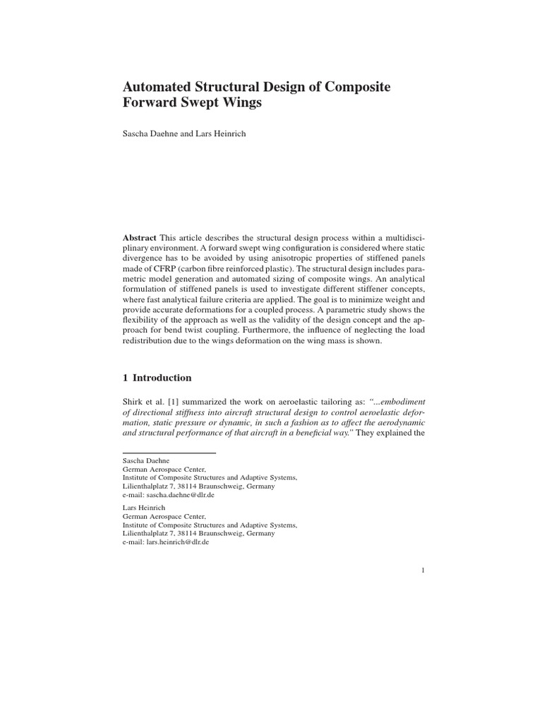 Automated Structural Design of Composite Forward Swept Wings | PDF ...