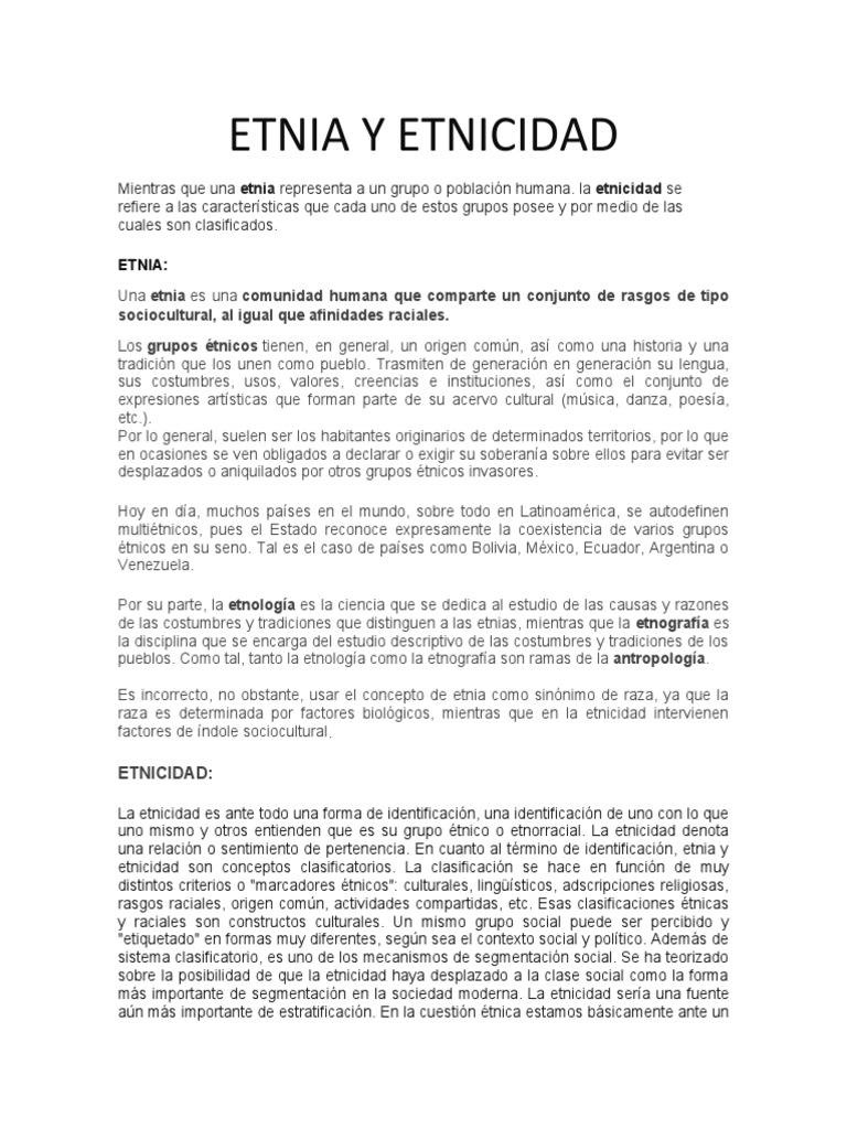 Etnia y Etnicidad | PDF | Estatus social | Raza (categorización humana)